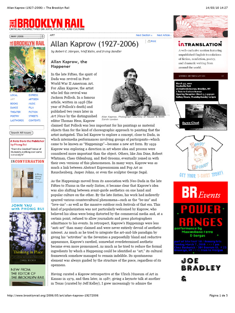 Allan Kaprow: Pioneer of Happenings | PDF | The Arts | Modern Art