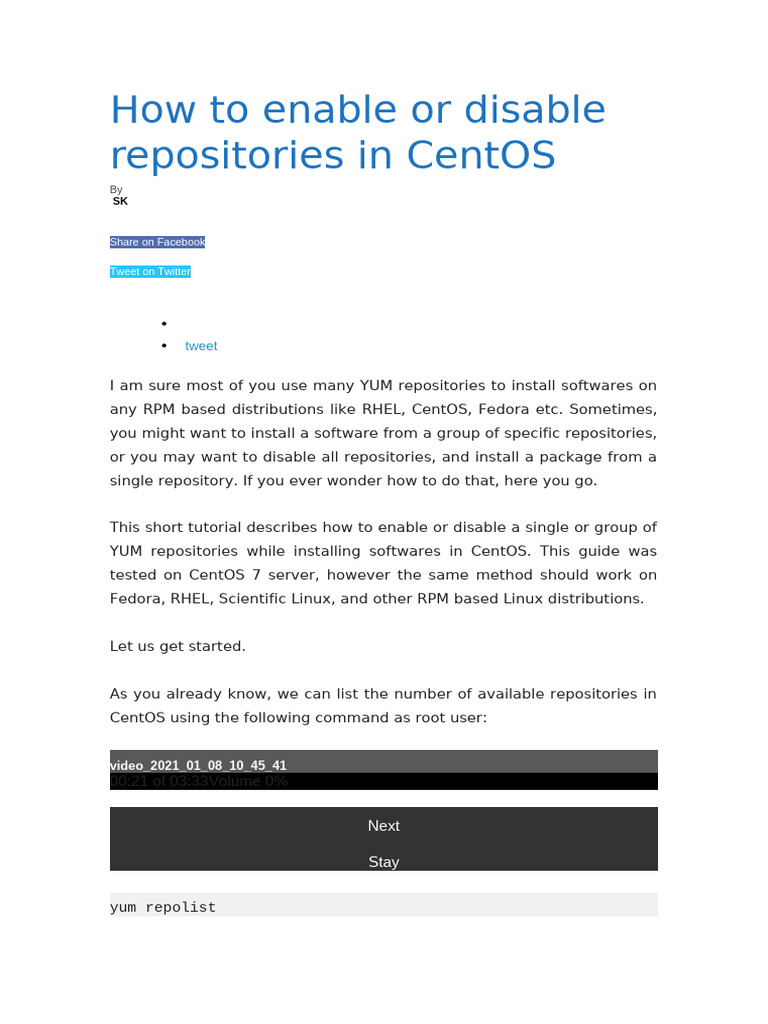 Manage YUM Repositories in CentOS | PDF | Software Repository | Free ...