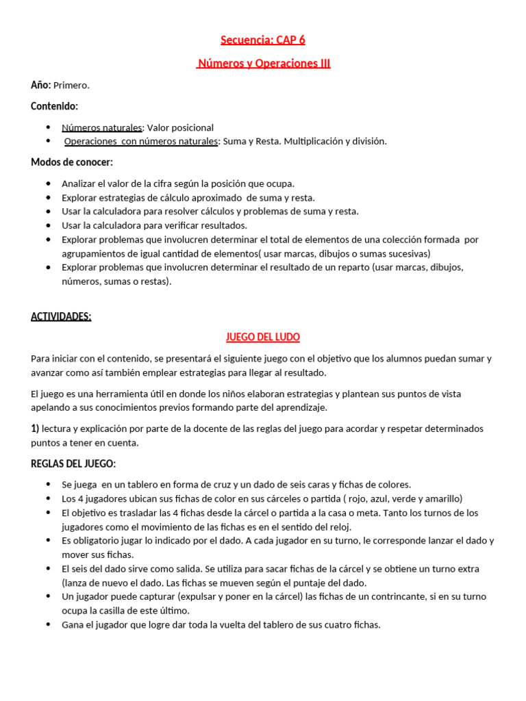 NÚMEROS Y OPERACINE CAP 6. Primero. | PDF