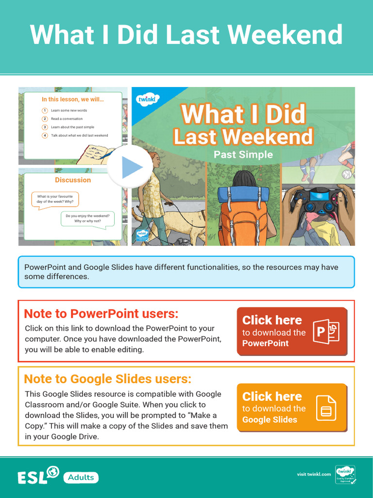 Weekend Activities Lesson Plan | PDF