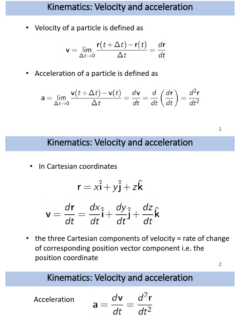 3 Basic Kinematics And Dynamics Pdf Acceleration Kinematics