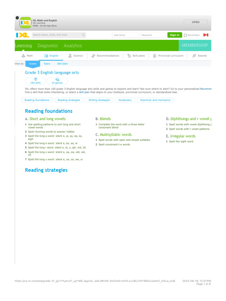 IXL - Learn Grade 3 English Language Arts | PDF | Plural | Adjective