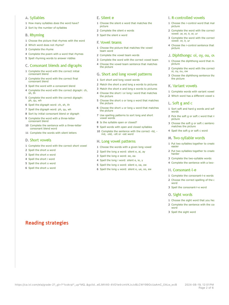 IXL - Learn Grade 2 English Language Arts | PDF | Adjective | Verb