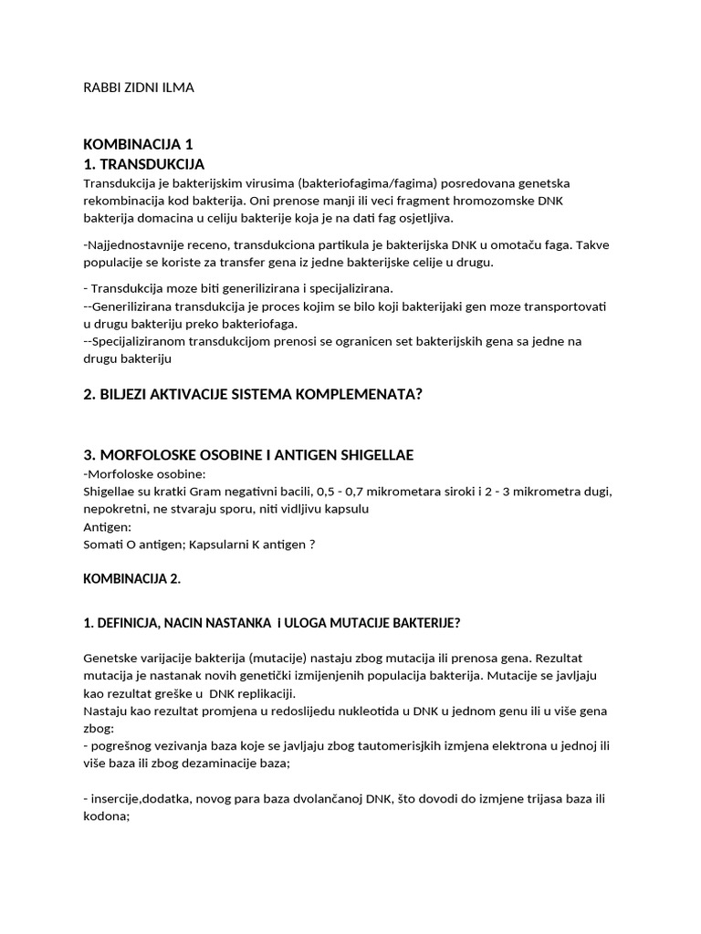 Mikrobiologija Kombinacije | PDF