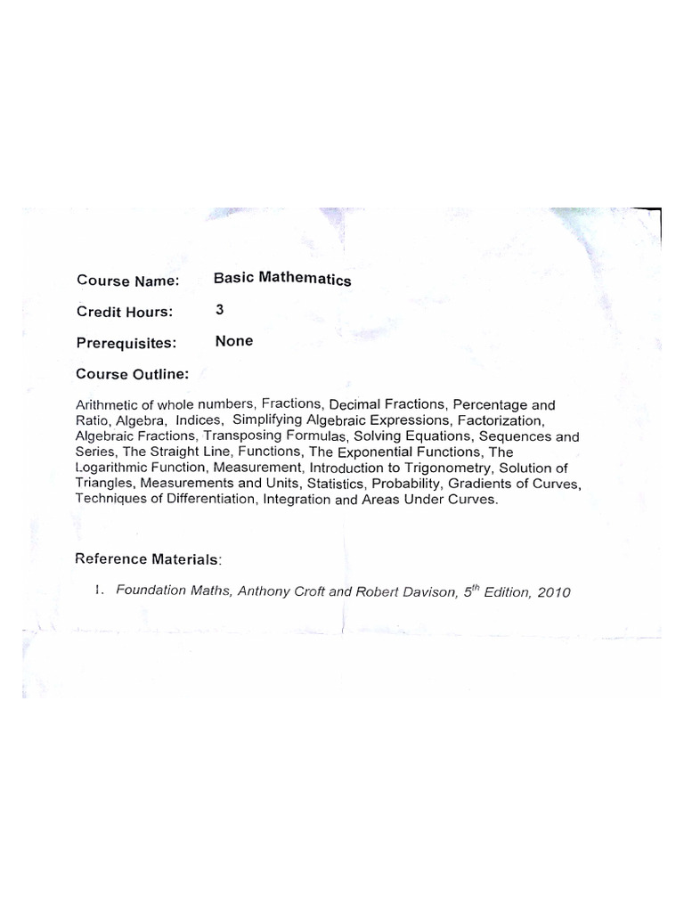 Course Outline BM | PDF