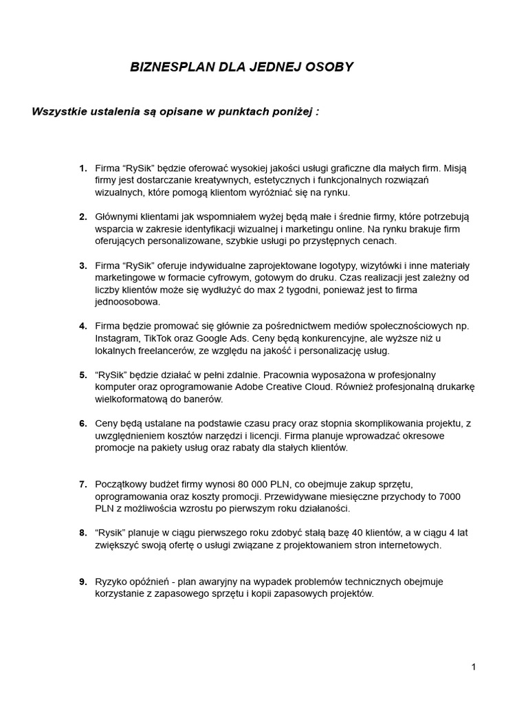 Biz Nes Plan | PDF