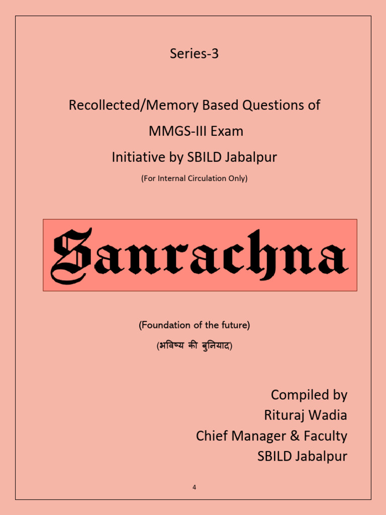 Recollected Question For MMGS Iii Exam by Sbild Jabalpur | PDF | Money ...