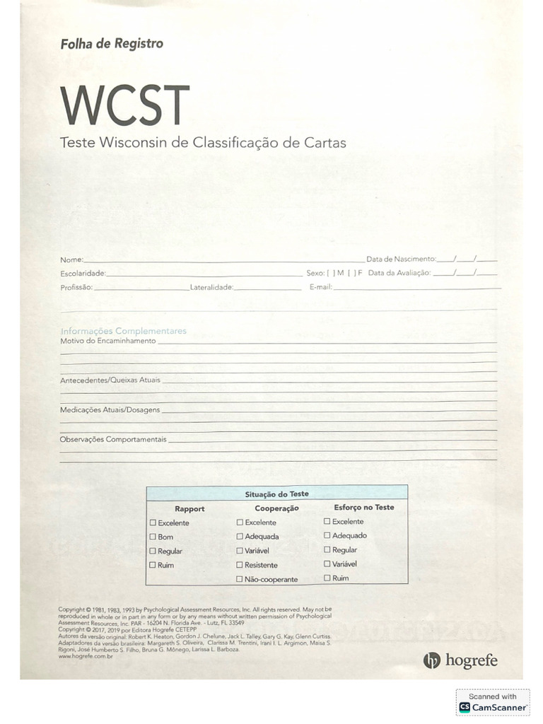 WCST | PDF