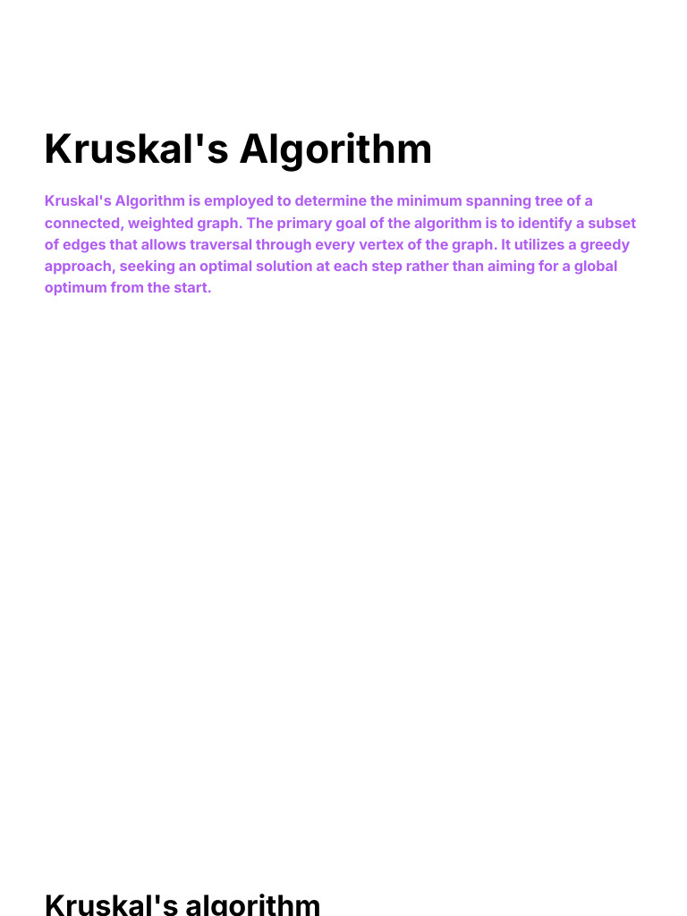 Kruskals Algorithm | PDF