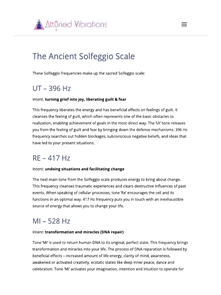 The Ancient Solfeggio Scale - Attuned Vibrations | PDF