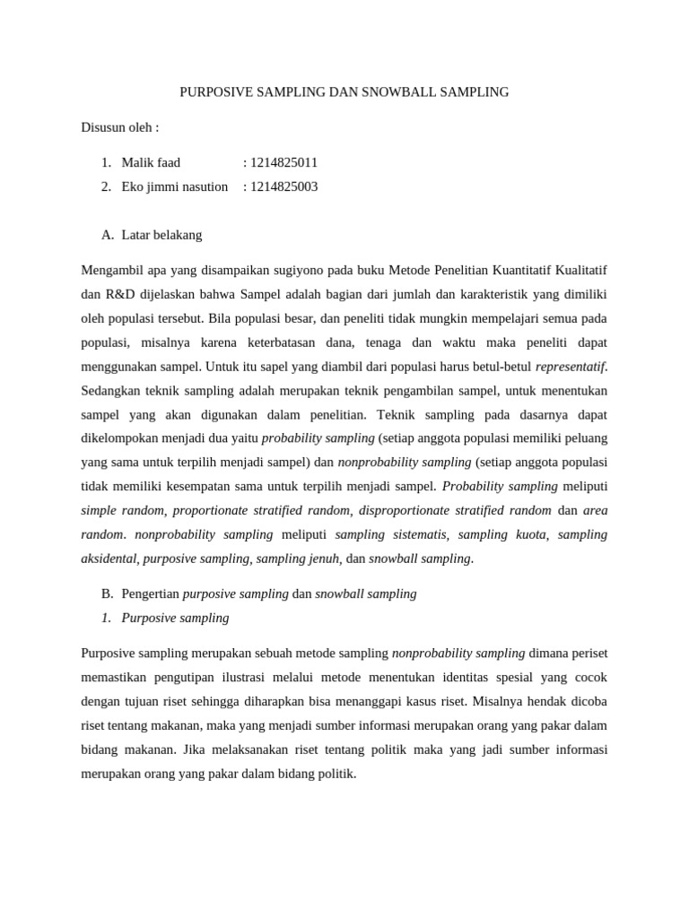 Teknik Purposive dan Snowball Sampling | PDF