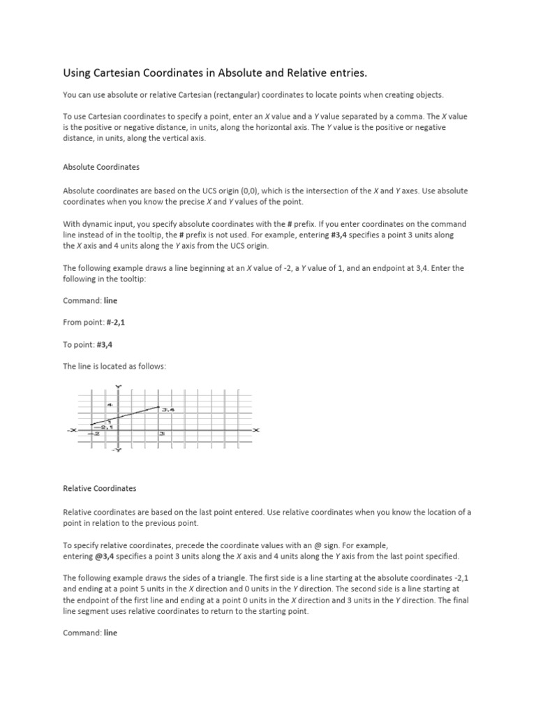 Using Cartesian Coordinates in Absolute and Relative Entries | PDF ...