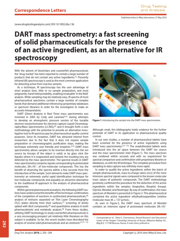 DART Mass Spectrometry A Fast Screening of Solid Pharmaceuticals For ...
