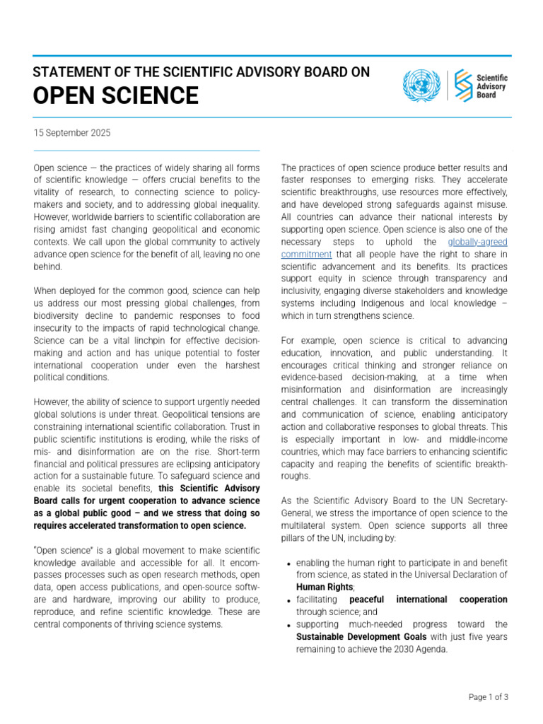 Open Science Statement 1758652583 | PDF | Science | United Nations