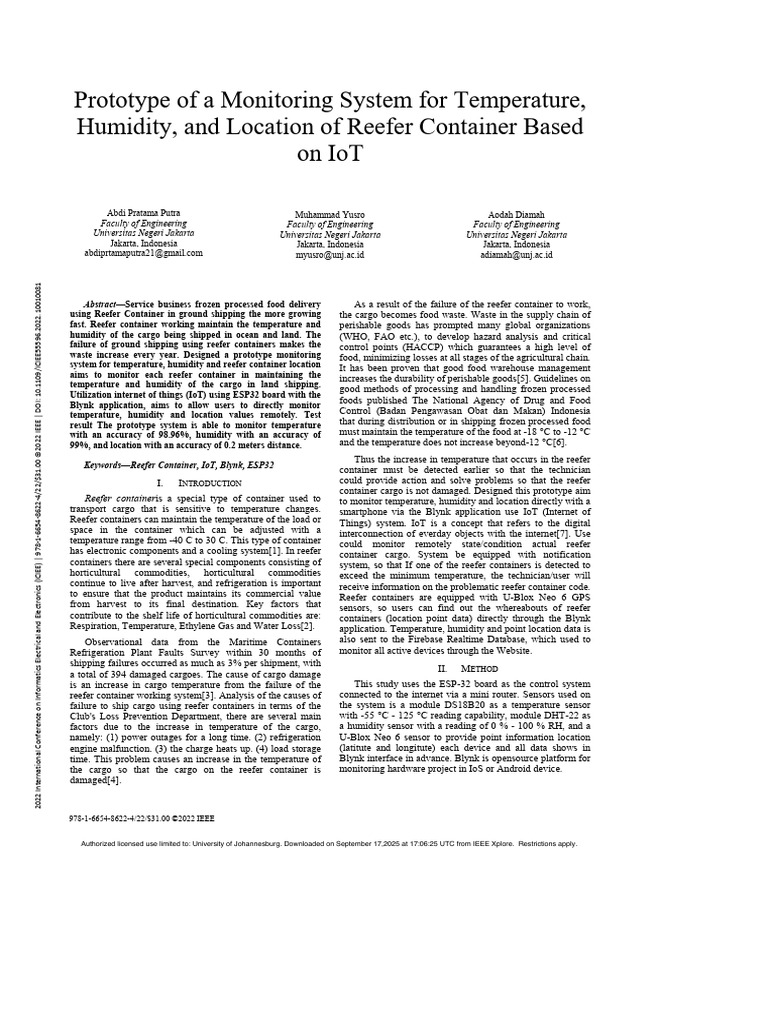 IoT Monitoring System for Reefer Containers | PDF | Internet Of Things ...