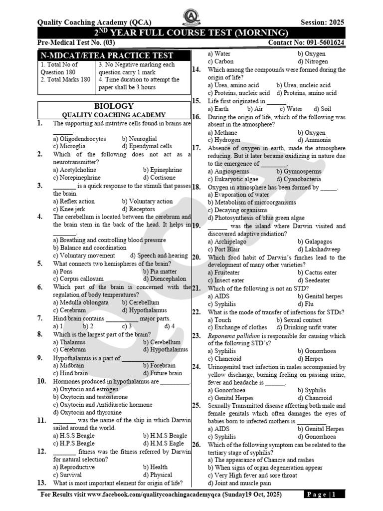 Sunday Test Morning (19-10-2025) With Out Key. | PDF | Dominance ...