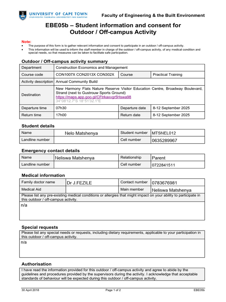 Ebe05b - StudentConsent - CEM Community Build Sept 2025 | PDF