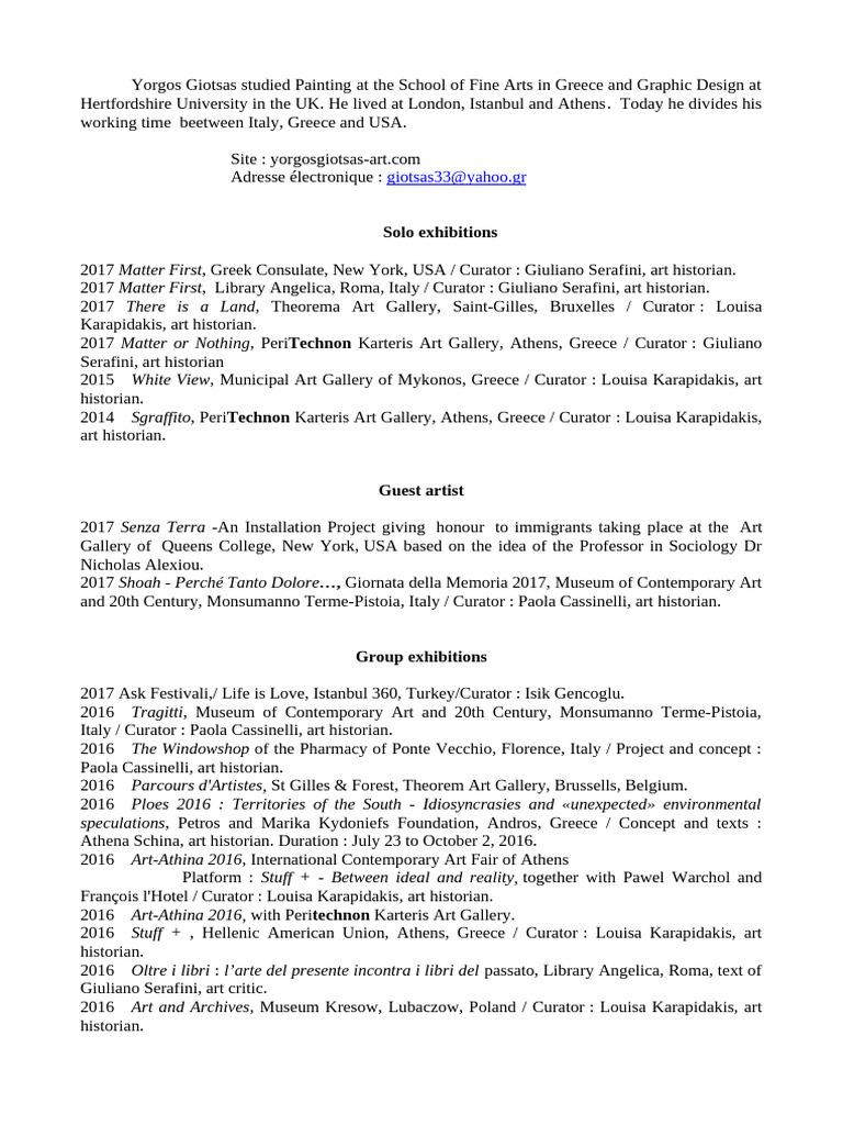 CV Anglais | PDF | Greece | The Arts