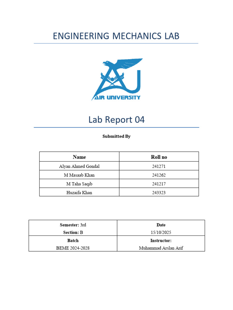 Lab 04 Law of Polygon Report F | PDF | Force | Physical Quantities