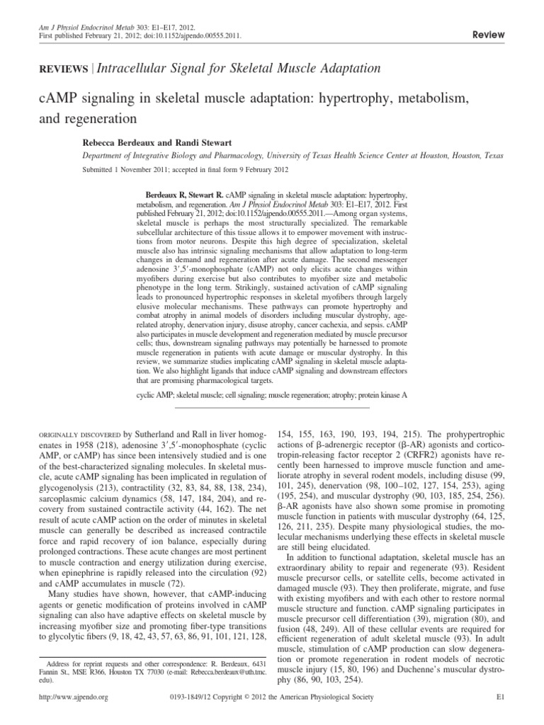 Berdeaux Stewart 2012 Camp Signaling in Skeletal Muscle Adaptation ...