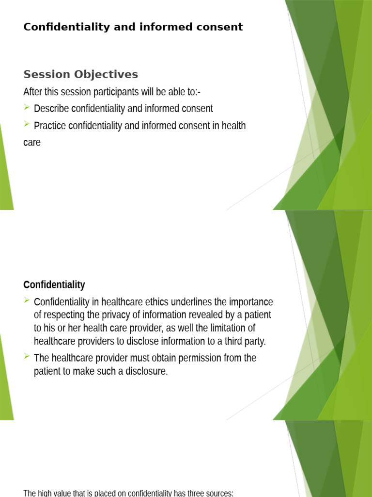 Confidentiality and Informed Consent - 104122 | PDF | Informed Consent ...
