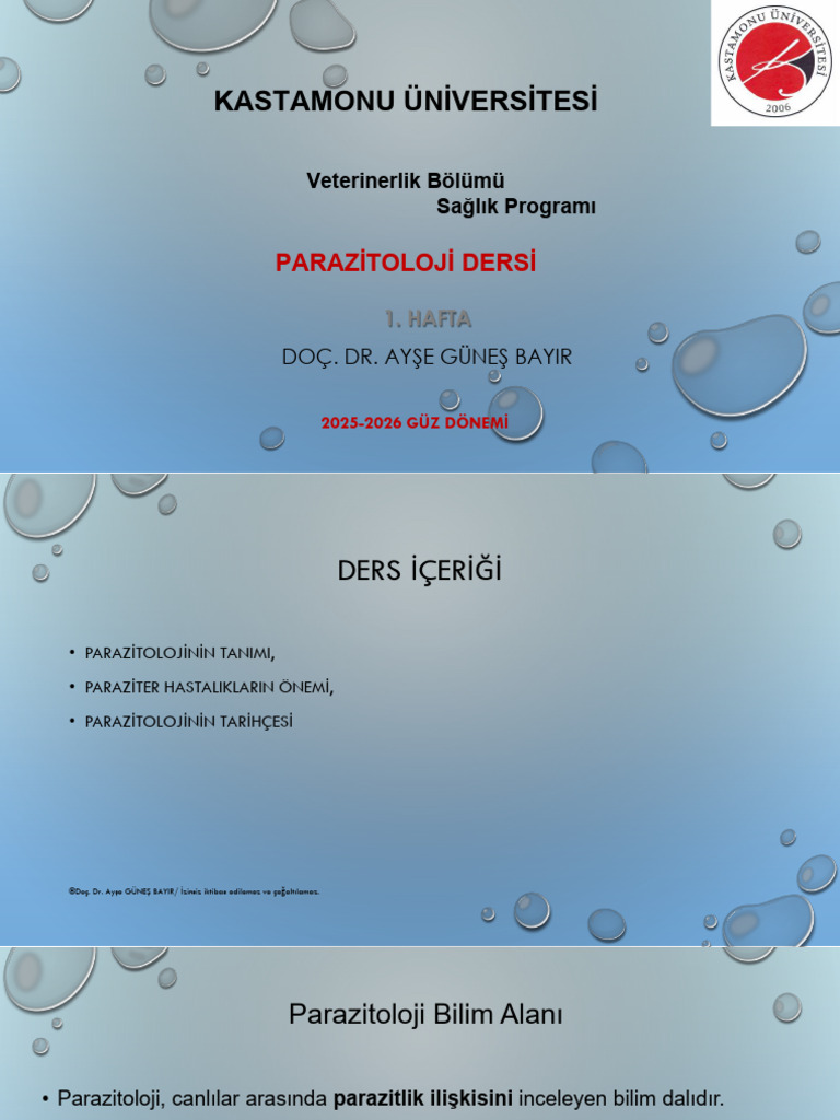 1.hafta_PARAZİT.pptx | PDF