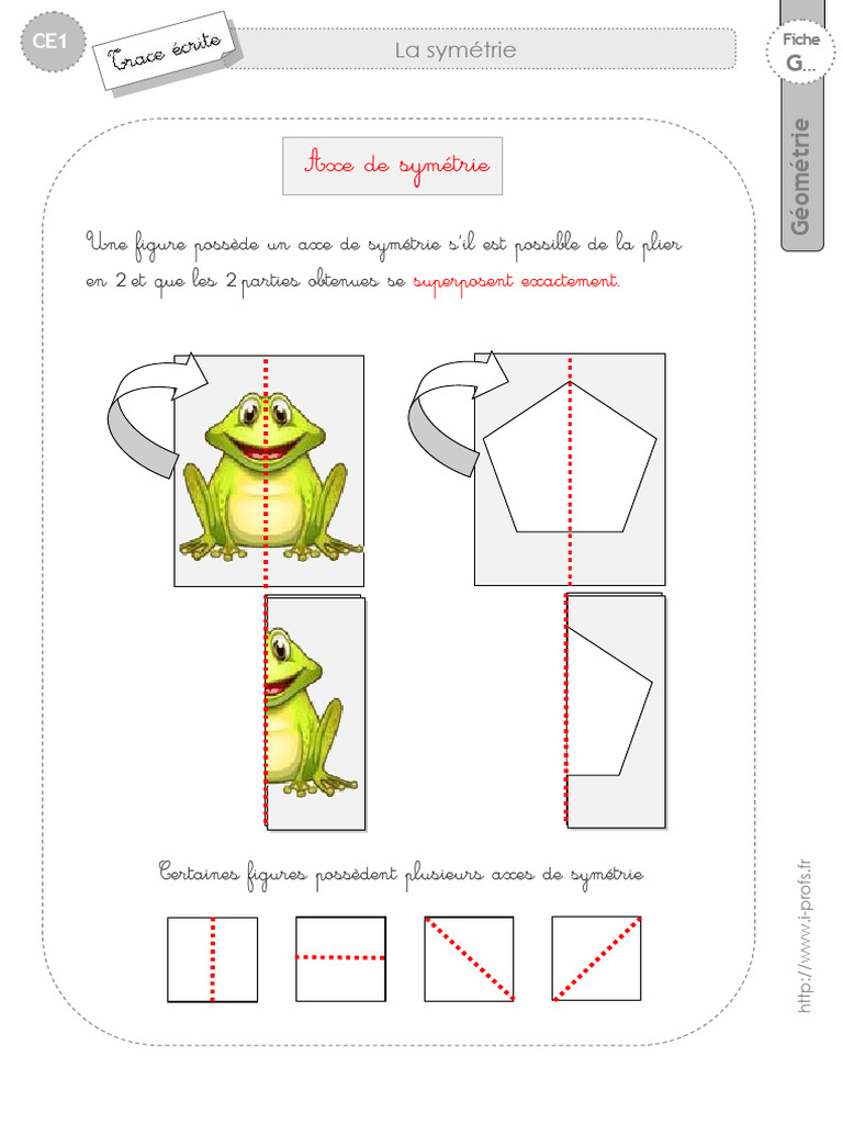 La symétrie en géométrie CE1 | PDF