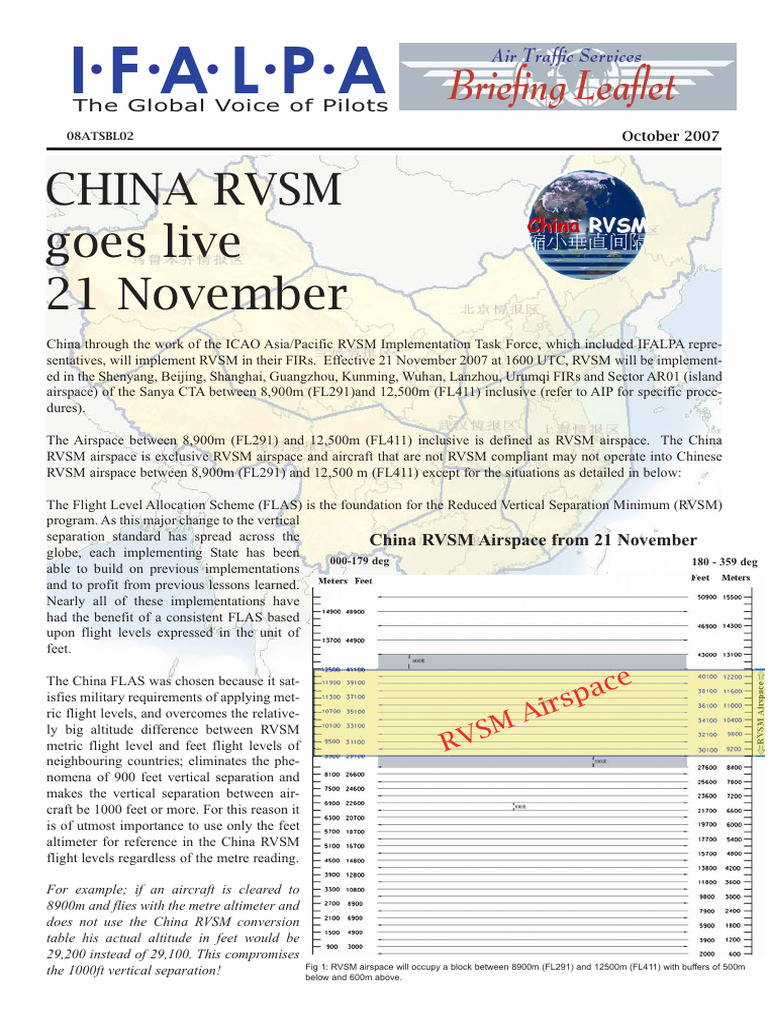 China - RVSM For Plan An International Flight | PDF | Air Traffic ...
