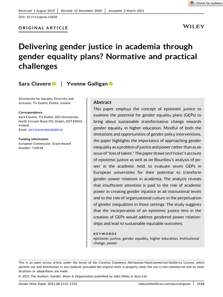 Gender Work Organization - 2021 - Clavero - Delivering Gender Justice ...