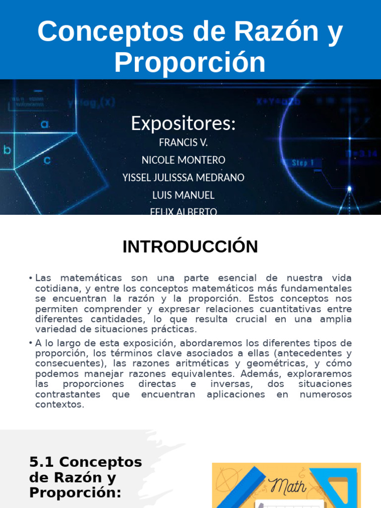 Razón y Proporción en Matemáticas | PDF | Proporción | Matemáticas