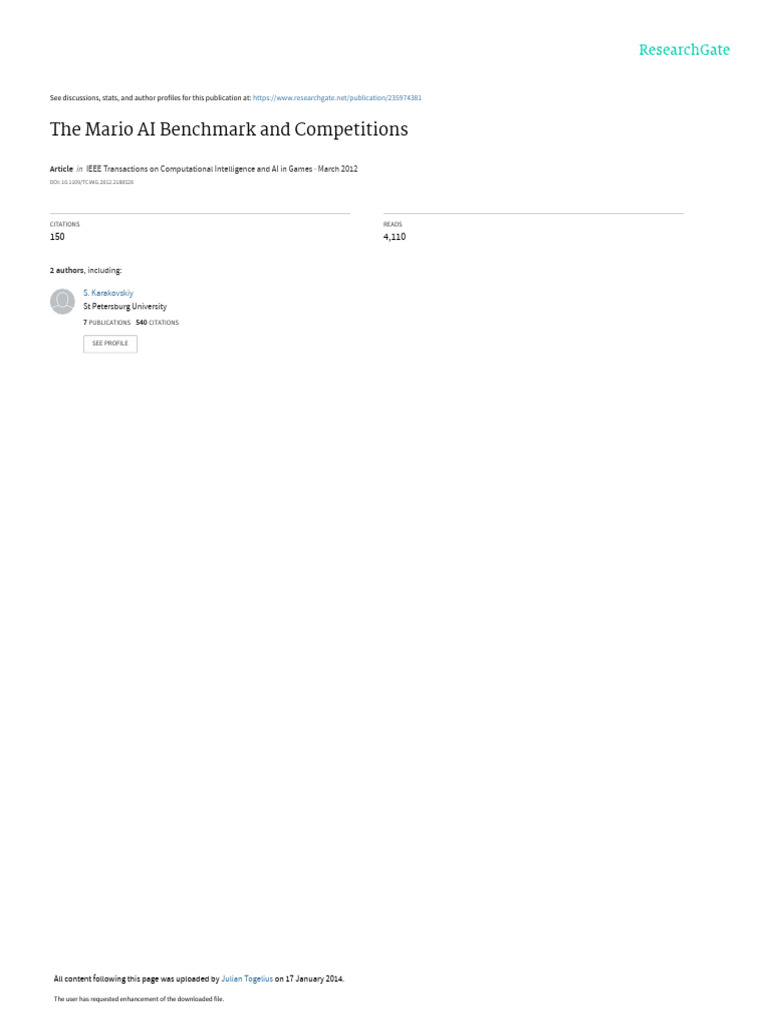 Mario AI Benchmark Overview | PDF | Artificial Intelligence ...