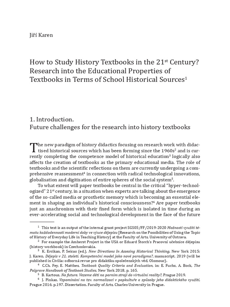 How To Study History Textbooks in The 21 Century? Research Into The ...