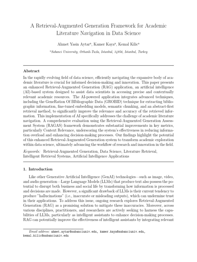A Retrieval-Augmented Generation Framework For Aca | PDF | Information ...