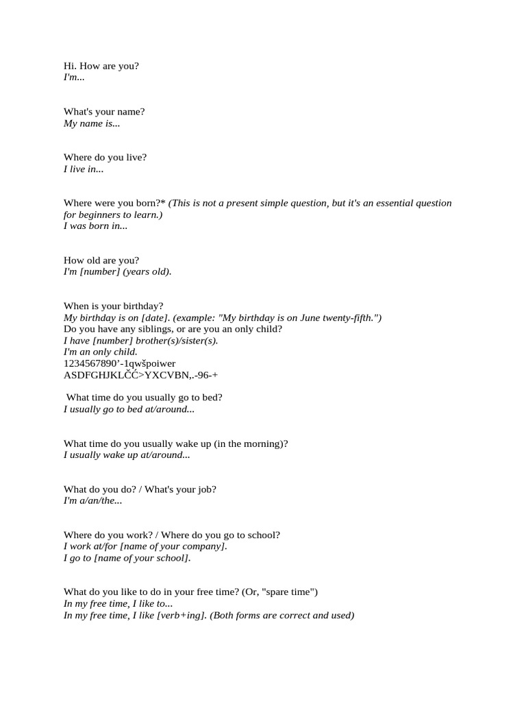 Present Simple Conversation | PDF