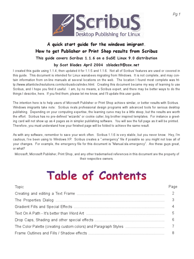 Scribus Manual | PDF | Digital Technology | Free Software