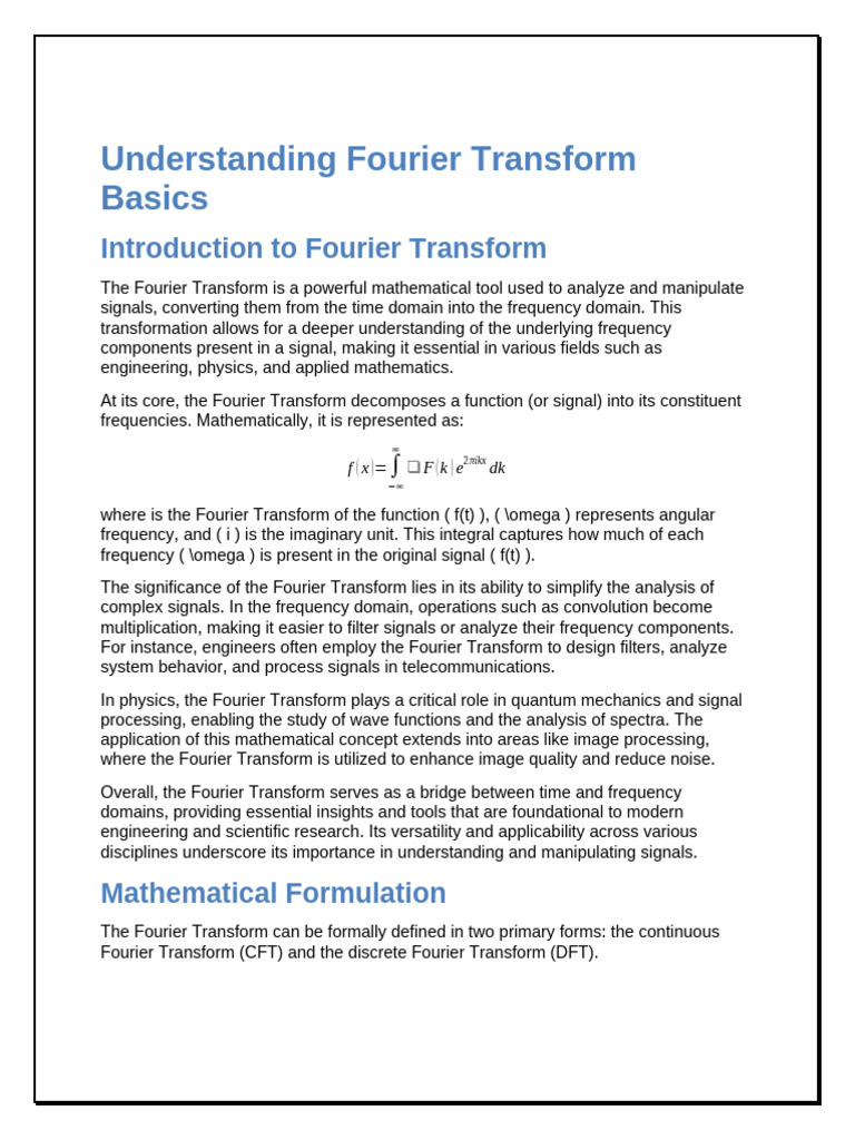 Understanding Fourier Transform Basics | PDF | Filter (Signal ...