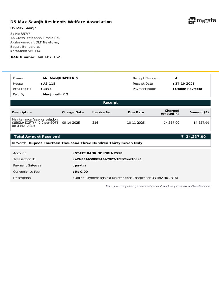 Receipt A3 115 | PDF