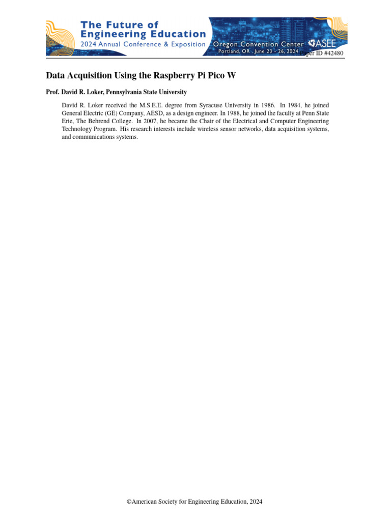 Data Acquisition Using The Raspberry Pi Pico W | PDF | Root Mean Square | Embedded System