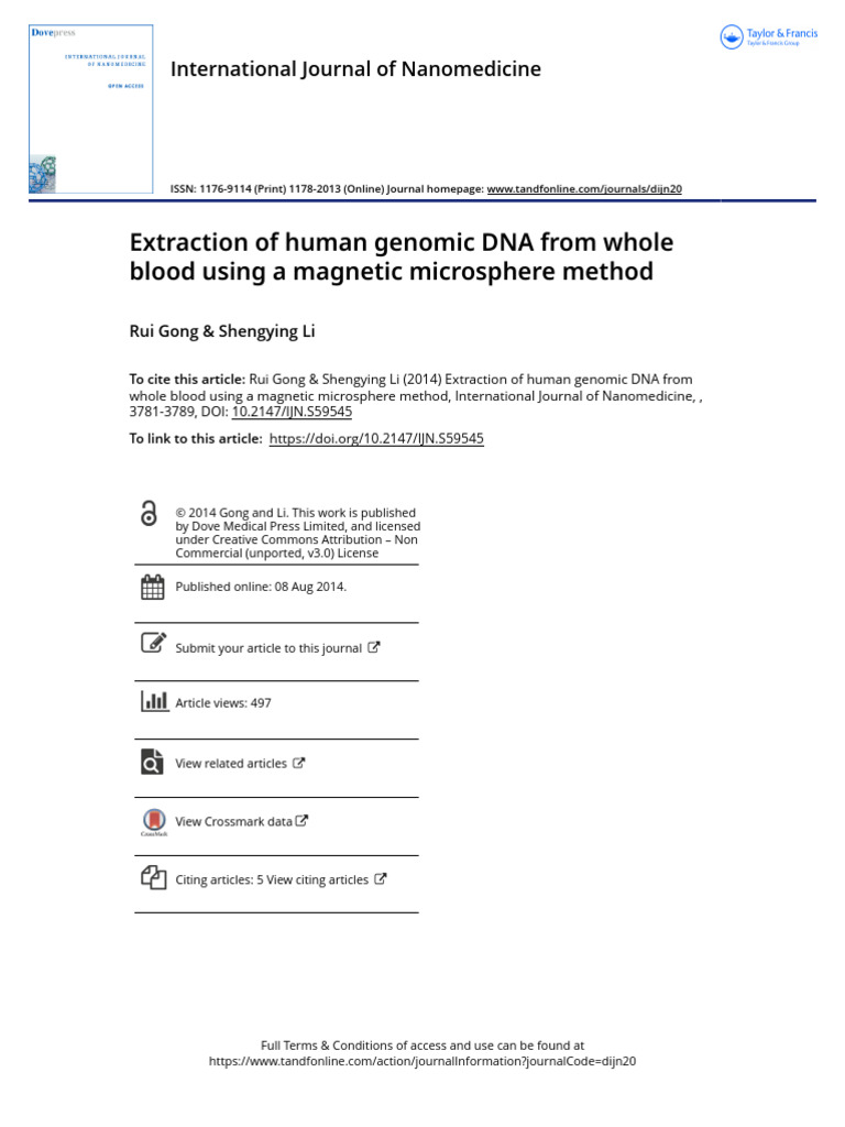 Magnetic DNA Extraction from Blood | PDF | Gel Electrophoresis ...