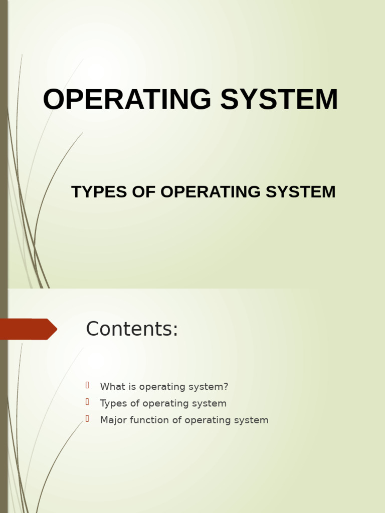 Types and Functions of Operating Systems | PDF | Operating System ...