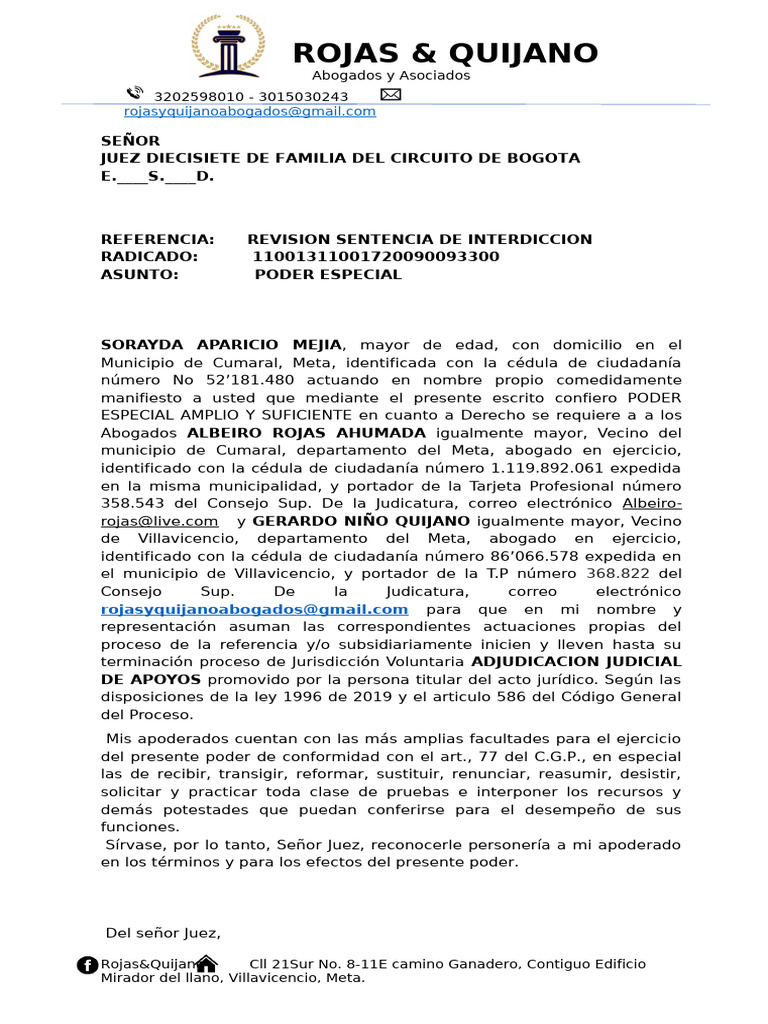 Poder Especial para Jurisdicción Voluntaria | PDF | Judicaturas | Gobierno