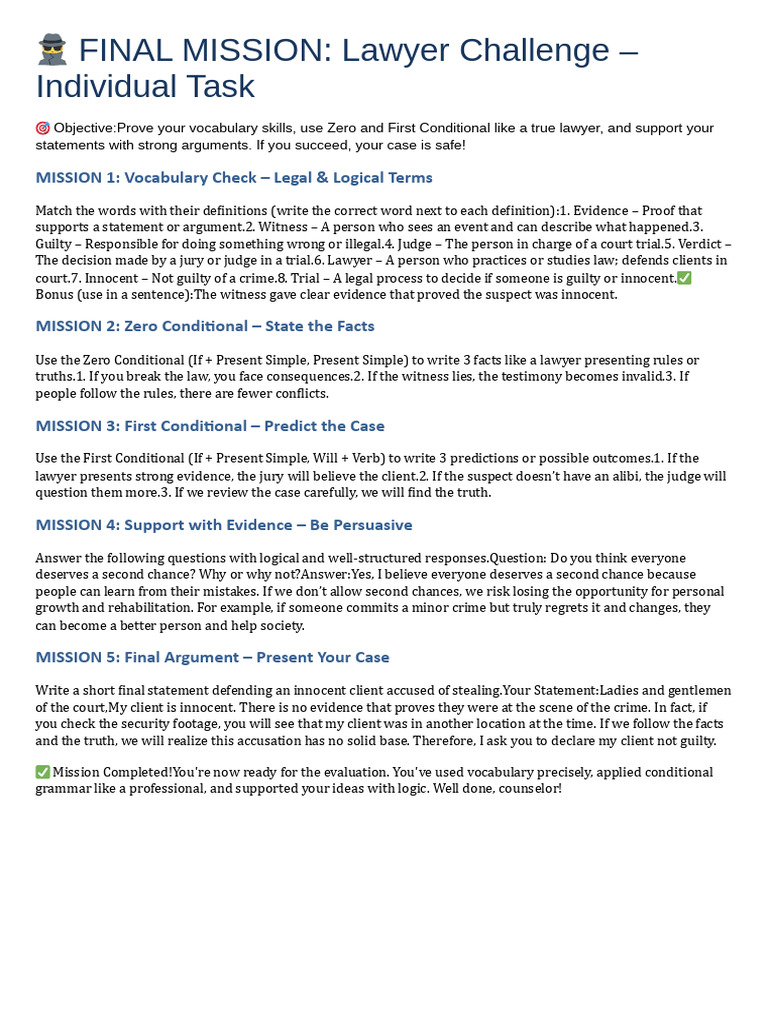 Lawyer Challenge Individual Task - Docx 20250623 183205 0000 | PDF ...