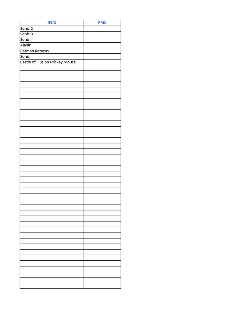 Classic Video Game Price List | PDF