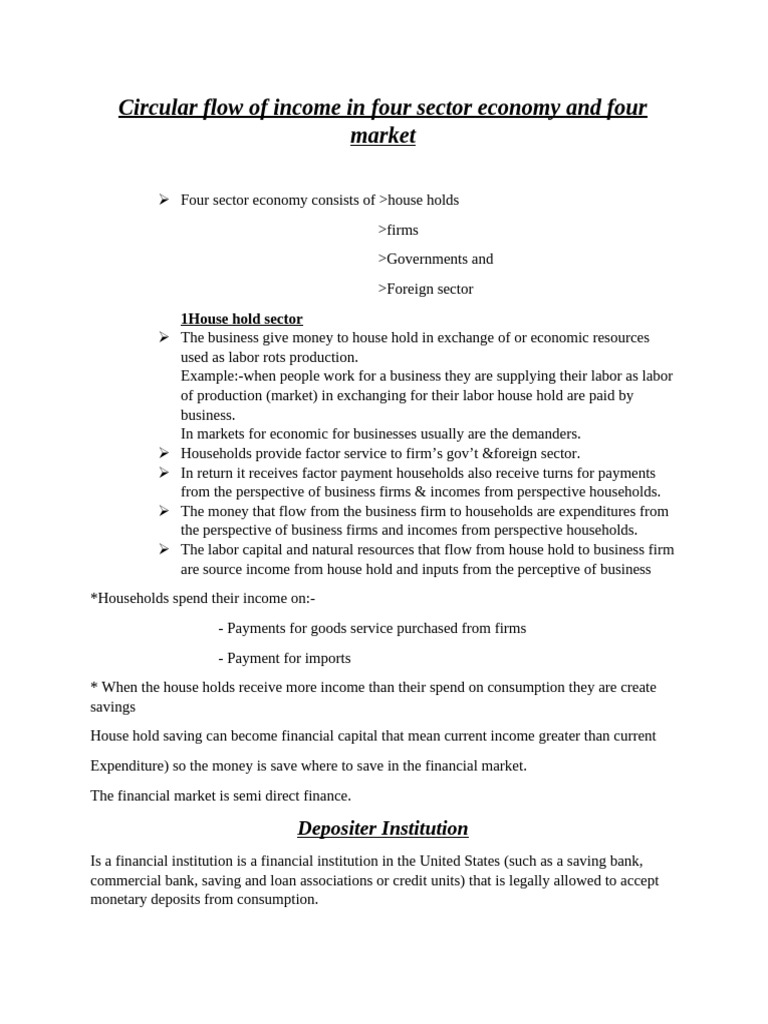 Circular Flow of Income in Four Sector Economy and Four Market | PDF ...