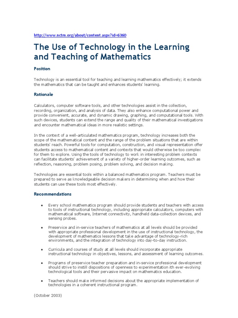 Mathematics Teaching | PDF | Educational Technology | Teachers