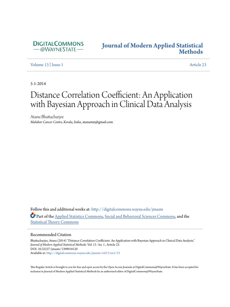 Distance Correlation Coefficient - An Application With Bayesian AP ...