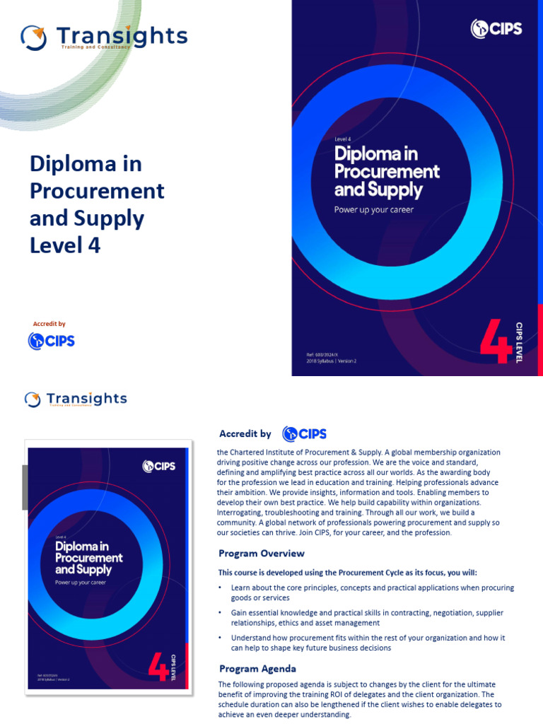 CIPS Level 4 Procurement Course Overview | PDF | Procurement | Supply Chain
