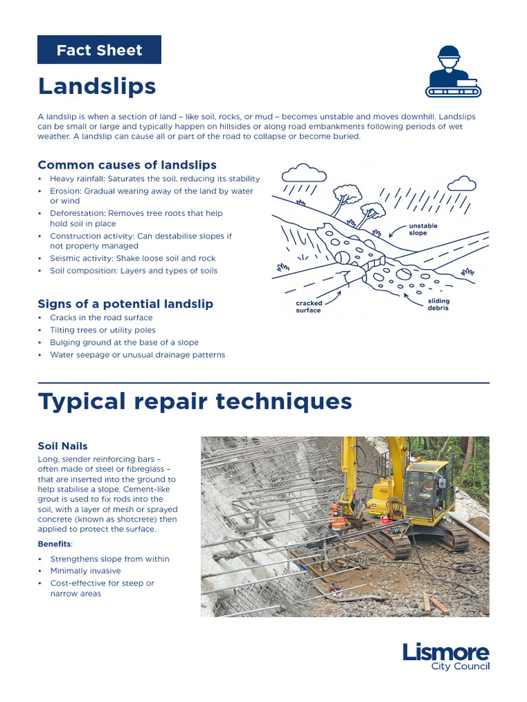 LCC Landslip Repair Fact Sheet | PDF | Landslide | Road