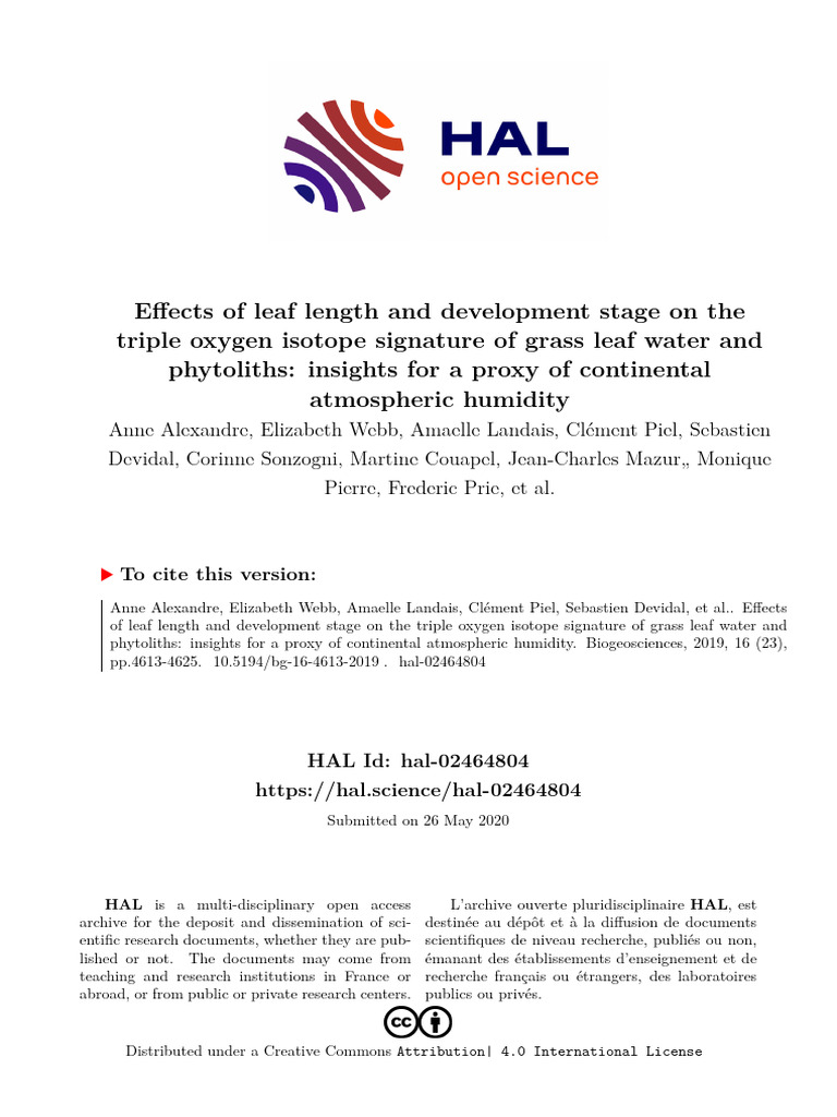 Effects of Leaf Length and Development Stage On The Triple Oxygen | PDF ...