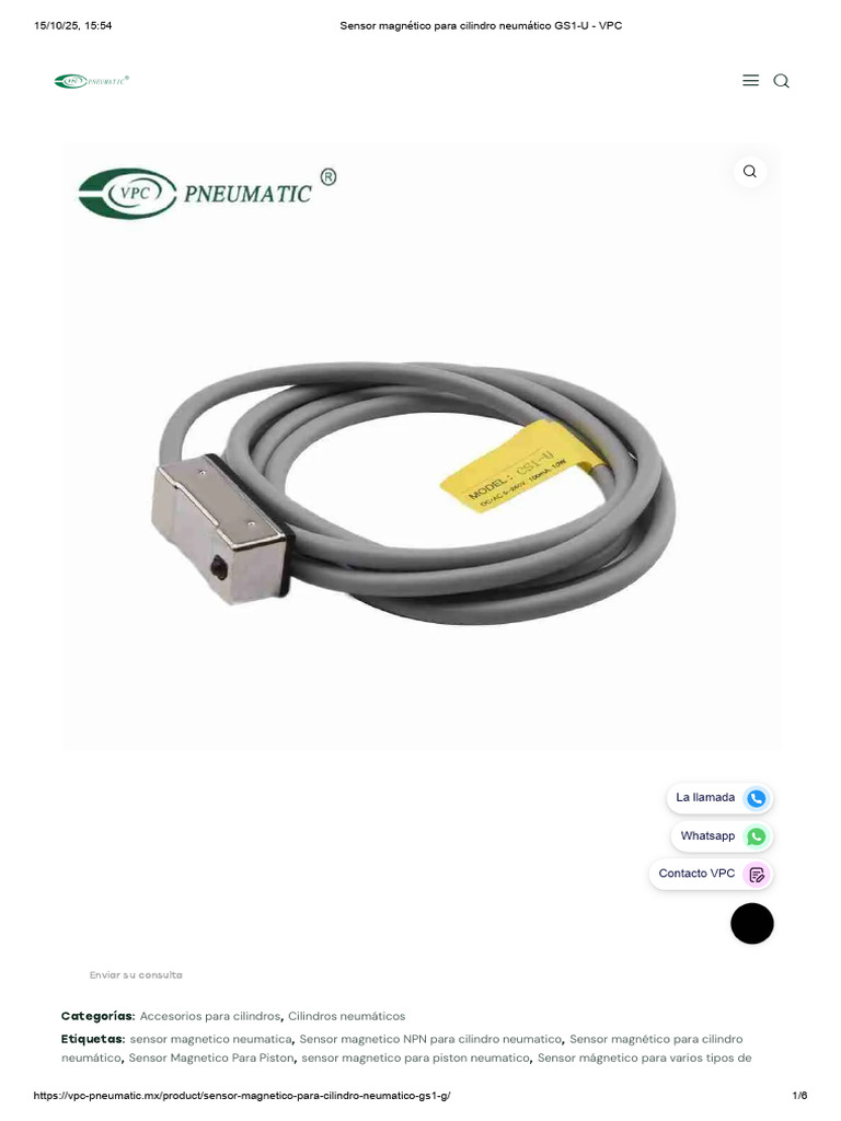 Sensor Magnético para Cilindro Neumático | PDF | Corriente continua ...